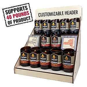 Wooden Portable Retail Table Display Stand Countertop 3 Step Riser Craft Shows, Farmers Markets Tradeshows |No Hardware Assembly Flat Pack Soap Display CBD Jewelry Spices Cups Tumblers Coasters