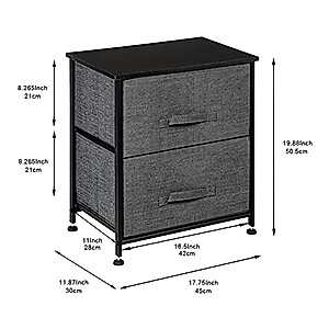 Cffuvros Bedside Table Dresser, End Table Storage Tower - Sturdy Steel Frame, Wood Top, Easy Pull Fabric Bins - Organizer Unit for Bedroom, Hallway, Entryway, Closets