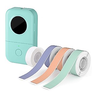 D30 Label Maker with Continuous Label Tapes - 3 Rolls Black on Green, Purple, Orange Tape, Bluetooth Label Maker, Portable Smart Phone Handheld Sticker Mini Labeler Inkless Rechargeable, BPA-Free