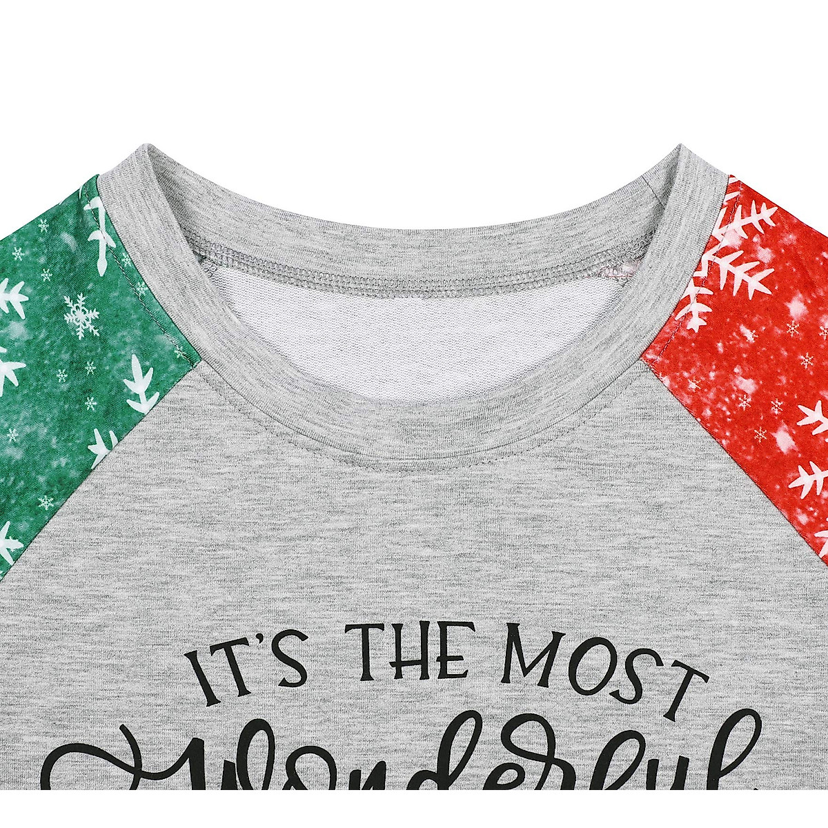 TAOHONG Merry Christmas Sweartshirt for Women Xmas Buffalo Plaid Tree Color Block Christmas Snowflake Print Long Sleeve Top T-Shirt Gray