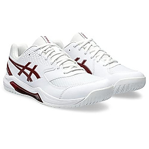 ASICS® GEL-Dedicate® 8 Tennis Shoes for Men – Synthetic Leather and Mesh Upper – EVA Midsole – Lace-up Closure White/Antique Red 10 D - Medium