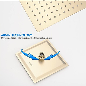 JingGang Brushed Gold Shower Faucet Set Bathroom Rainfall 8 Inch Shower Head System Single Handle Shower Trim Kit with Rough-in Valve