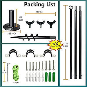 OGoeesy String Light Poles 9.3FT Poles for Outdoor String Lights Spiral Anchor Patio Lighting Stand, 28Φ Metal Posts for String Light, Light Poles for Yard Wedding Parties Home Decor (2 Set)