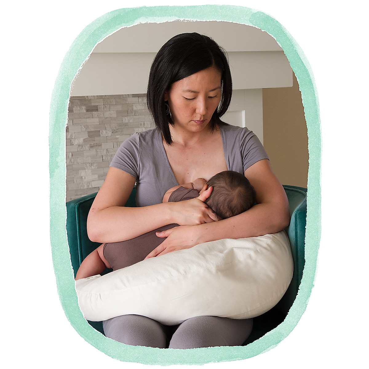 The Nesting Pillow- Organic Nursing Pillow with Washable Slipcover (Paloma)