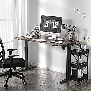 ALFABC Standing Desk 48 x 30 Inch Electric Sit Stand Desk Height Adjustable Stand Up Desk for Home Office, Computer Workstation Office Desk with Whole Board (Black Frame + Walnut Tabletop)