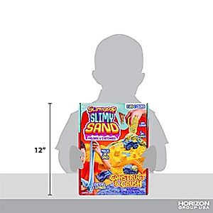 SlimySand Construction, 2 Pounds of SlimySand (Blue and Yellow), 3 Fun 3D Molds, 2 Rollers & 1 Reusable Box For Hours Endless Hours of Play. Super Stretchy & Moldable!