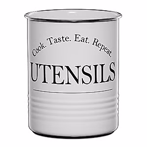 Bartnelli Large Kitchen Utensil Holder Organizer For Countertop, Farmhouse Storage Caddy With Stable Padded Base