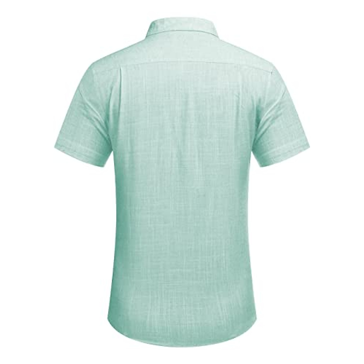 COOFANDY Mens Shirt Casual Button Down Chambray Plain Dress, Linen - Light Green, Large, Short Sleeve