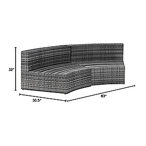 Crosley Furniture CO7120-GY Catalina Outdoor Wicker Round Sectional Sofa, Gray