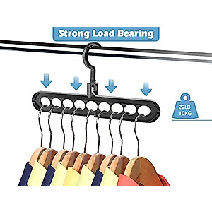 Magic Hangers, 10 Pack Black Hangers, Clothes Hangers, Closet Organizers and Storage, Hangers Space Saving, Non-Slip Hangers, Multifunctional Storage Plastic Hangers with 9 Slots, Dorm Room Essentials