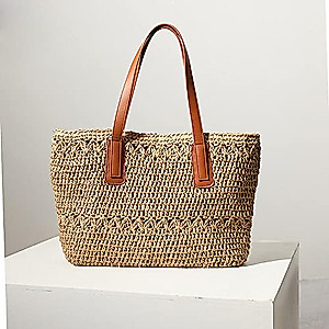 ZLKJMY Straw Cross-bodyBag Shoulder Bag,Woven Bag Female Straw Woven Bag one-Shoulder Portable Large-Capacity Rattan Bag Holiday Beach Bag (Color : 2)