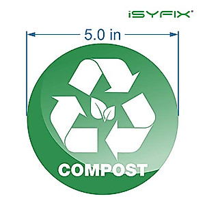 iSYFIX Compost Sticker for Trash Can Bins - 6 pack 5 inch – Premium Self-Adhesive Vinyl, Laminated for Weatherproof, UV Resistant, Perfect label stickers for containers, Ideal Sign for Kitchen, Office