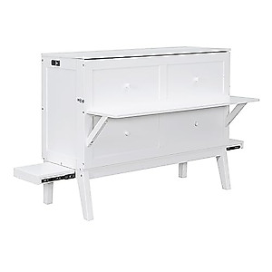 GAOWEI Full Size Murphy Bed with USB Port and Removable Shelves on Each Side, Murphy Bed Full Hidden Murphy beds Murphy Cabinet Bed (White)