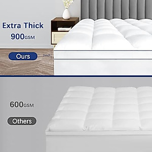 CYMULA Super Queen Cooling Mattress Topper, Extra Thick 8-21 Inch Elasticated Deep Pocket, Plush Down Alternative Fill, White