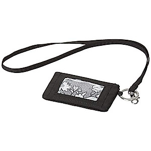 Vera Bradley Women's Recycled Lighten Up Reactive Zip ID Case and Lanyard Combo, Black, One Size