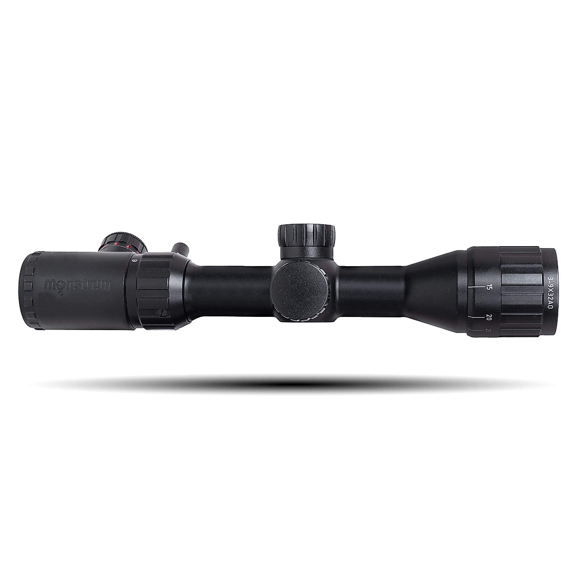 Monstrum 3-9x32 AO Rifle Scope with Illuminated Range Finder Reticle and Parallax Adjustment | ZR252 Quick Release Scope Mount | Bundle