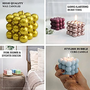 Efavormart 2 Pack | Sage Green 2" Bubble Cube Paraffin Wax Candles, Unscented Square Pillar Candle, Party Favor Gift