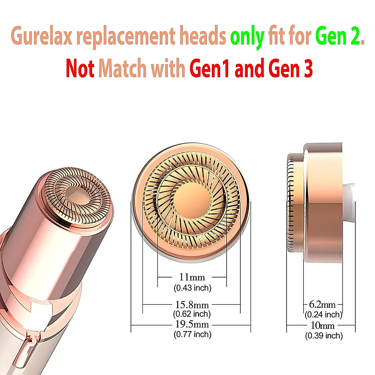 Gurelax Replacement Heads for Finishing Touch Flawless Facial Hair Remover, Replacement Blades Compatible with Flawless Hair Removal Gen 2, As Seen on TV 18k Gold with Flannel Bag