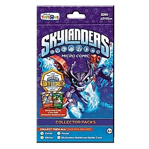 Skylanders Superchargers characters figures with bonus micro comic bundle. Birthday Bash Big Bubble Pop Fizz, Lava Lance Eruptor, Sky Slicer, Splat, Big Bubble Pop Fizz and Elite Zook.