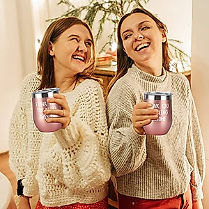 Thank You Gifts, Thank You for Being Awesome Wine Tumbler Set of 4, Inspirational Appreciation Birthday Gifts for Women Coworker Friends Teacher Her, Insulated Stainless Steel Tumbler(12oz, Rose Gold)