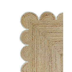 Weaving Village Scalloped Natural Jute Area Rug, Colored Trim