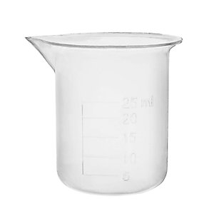 EISCO - Plastic Beaker, 25ml - Polypropylene Plastic - Raised Graduations, Tapered Spout - Euro Design