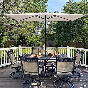 Abba Patio 6.5 x 10ft Rectangular Patio Umbrella Outdoor Market Table Umbrella with Push Button Tilt and Crank for Garden, Lawn, Deck, Backyard & Pool, Beige