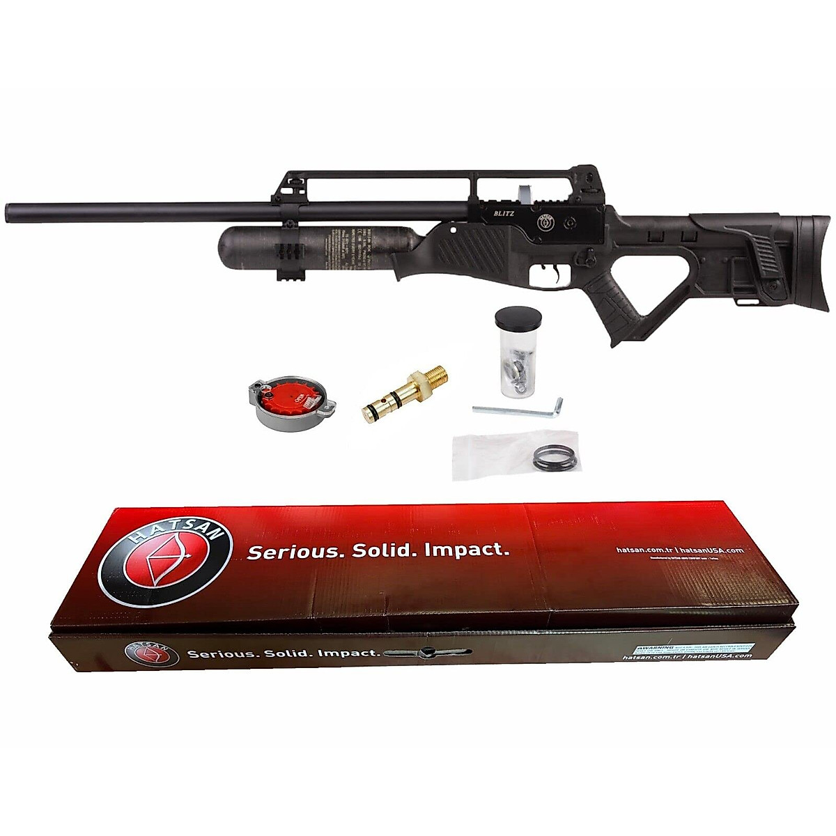 Hatsan Blitz Full Auto PCP .30 Cal 730 fps 53 FPE w/ 16-Shots 2 Magazines Air Rifle with Included Wearable4U 100x Paper Targets and 100x .30cal Pellets Bundle