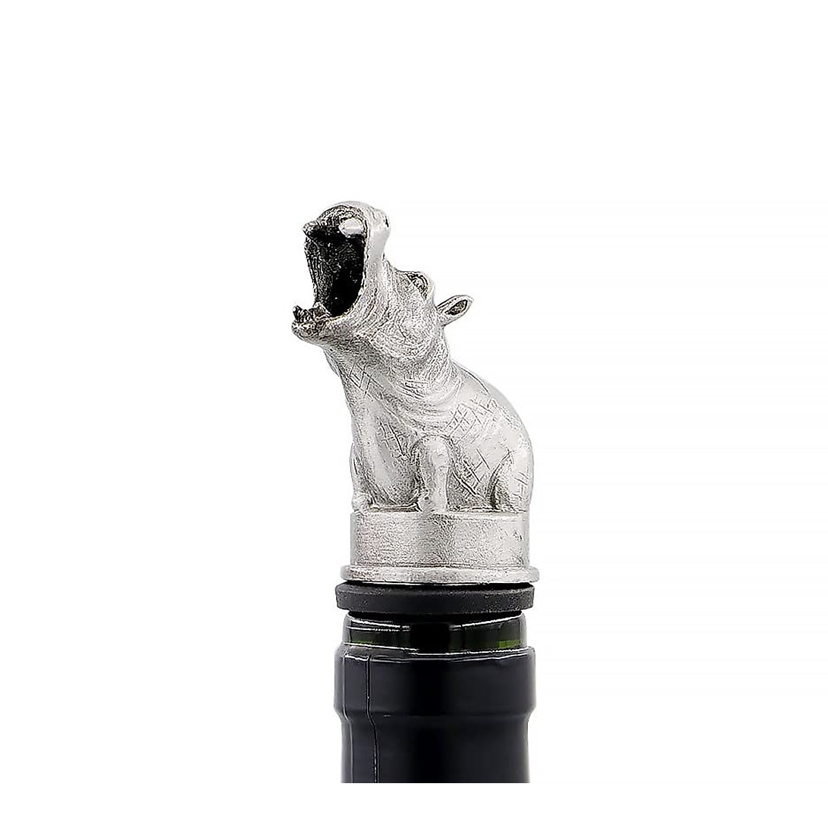 WOKHACH Animal Wine Aerator & Liquor Pourer for Bar,Home and Party Wine Pourer Aerator Festival Gift (Hippo Silver Gray)