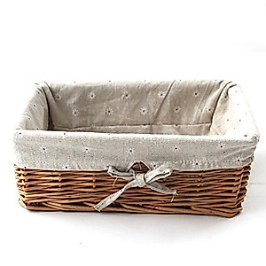 Kingwillow, Storage basket, Natural wicker Storage Bins Rectangular Basket,Arts and Crafts.