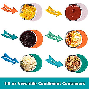 LALASTAR Salad Dressing Container, Stainless Steel Condiment Containers with Lids, Leakproof and Reusable Sauce Container, 3x1.6oz, Pink+Orange+Green