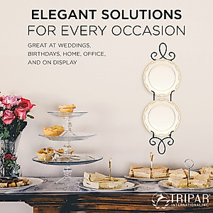 Tripar Augusta 2 Tier Vertical Black Plate Rack for Collectible Plates, Plaques, Dishes, & China