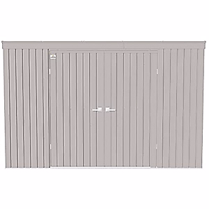 Arrow Shed Elite 10' x 4' Outdoor Lockable Steel Storage Shed Building with Pent Roof, Cool Grey