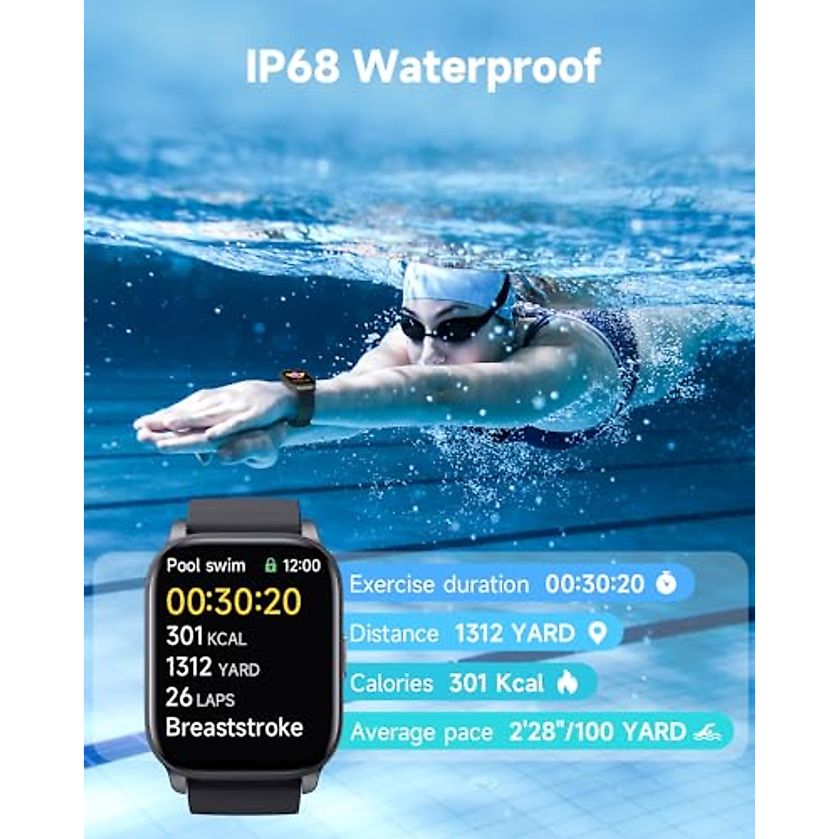 TOOBUR Smart Watch for Men Women, Answer/Make Calls, Alexa Built-in, Fitness Tracker, Heart Rate/Sleep Tracker/100 Sports/IP68 Waterproof, Smartwatch Compatible Android iOS