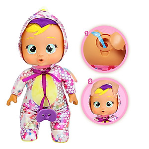 Cry Babies Tiny Cuddles Dinos Tilo - 9" Baby Dolls, Cries Real Tears, Dinosaur Metallic Themed Pajamas