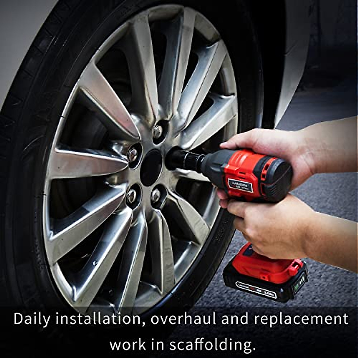 MANUSAGE Cordless Impact Wrench - 20V Max Torque 260 Ft-lbs (350N.m), Brushless Power, 2.0Ah Li-ion Battery & Fast Charger, 5 Sockets Included