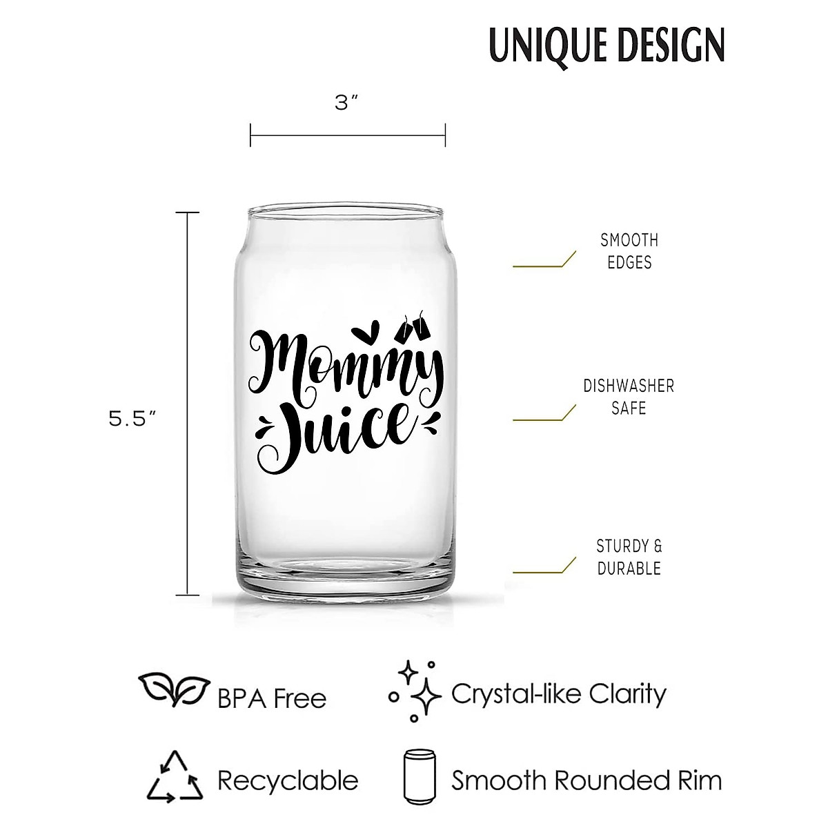 Mothers Day Gift for Mom - 16OZ Iced Coffee Cup, Mom to Be Gift, Mommy Juice Can Glass, Mama Cup, New Mom Gifts after Birth, Mom Birthday Gifts for Women