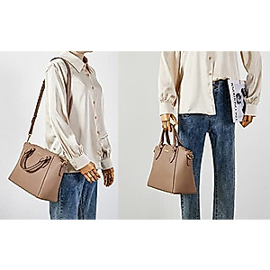 Satchel Handbags For Women Genuine Leather Shoulder Tote Handbags With Adjustable Strap (Grey)