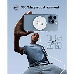 Magnetic Wireless Apple Mag-Safe Charger for iPhone 15/14/13/12 Series, AirPods 3/2/Pro - LED Magnet Pad With Dual Charging Ports