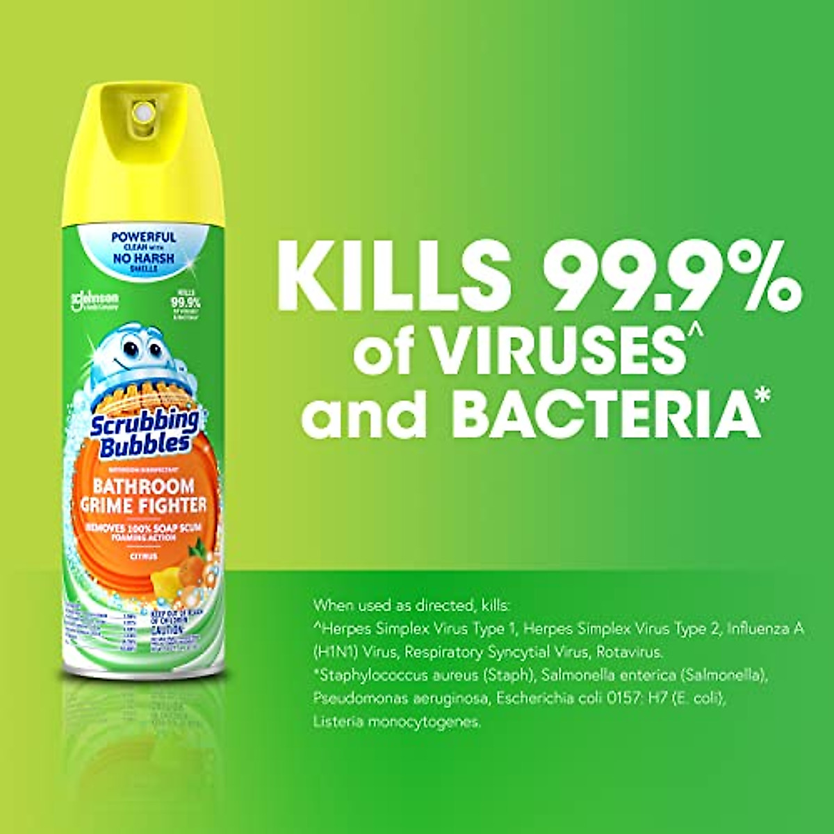 Scrubbing Bubbles Bathroom and Shower Cleaner Aerosol, Foaming Action Bathroom Grime Fighter, Citrus Scent, 20oz (Pack of 1)