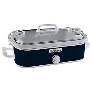 Crock-Pot SCCPCCM350-BL Manual Slow Cooker, Navy Blue & Crockpot 2.5-Quart Mini Casserole Crock Slow Cooker, White/Blue