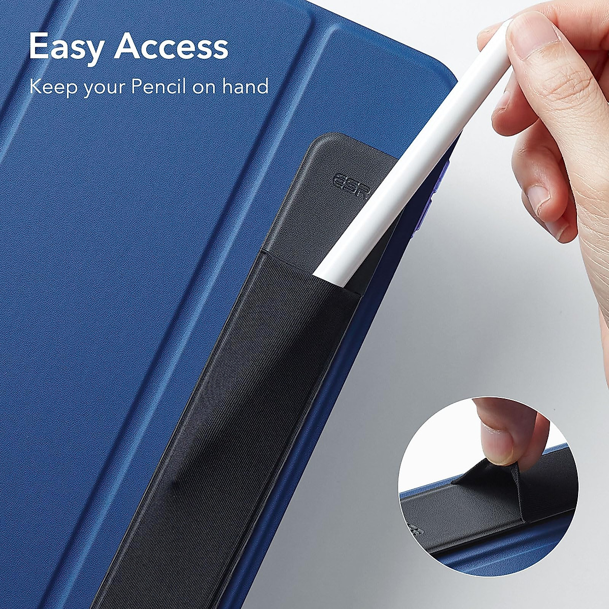 ESR Pencil Case Holder Compatible with The Pencil (Pro and 1st and 2nd Gen), Elastic Pocket for Stylus Pen [Pencil Protected and Safe] Pouch Adhesive Sleeve Attached to Case for Pencil, Black