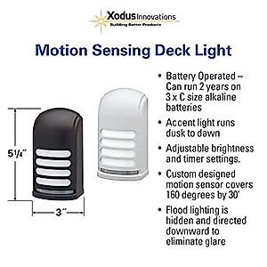 Xodus Innovations BL775D Battery Operated Motion Activated LED Deck and Stair Light, Outdoor or Indoor Use, Weather Resistant, Bronze-Single