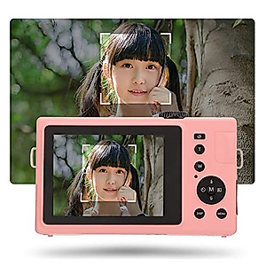 Mini Camera, Portable FHD 1080P 24MP Micro Single Camera, 16X Digital Zoom, 3in LCD Screen, Rechargeable Cmaera for Beginners, Children, Teenagers, Seniors, Friends(Pink)