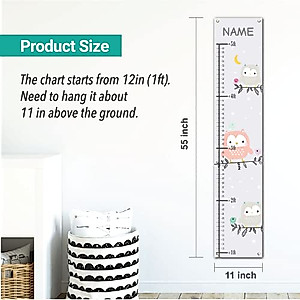Personalized Kids Canvas Growth Chart, Height Chart, Growth Chart Banner, Cute Owl