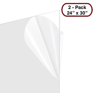 BARNWOODUSA 24x30 Plexiglass Replacement for Picture Frames, DIY Signs Sheet .060 Clear 1/16th Double-Sided Protective Film (Set of 2)