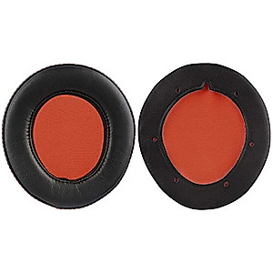 Geekria QuickFit Protein Leather Replacement Ear Pads for Steelseries 9H Headphones Earpads, Headset Ear Cushion Repair Parts (Black/Orange)
