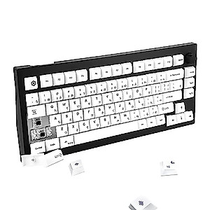 GEKUCAP 135 Keys White Japanese Keycaps, Minimalist Style Cherry Profile Key Caps, PBT Dye Sublimation Customized Keycaps Set Compatible with Cherry MX Switches Mechanical Keyboards