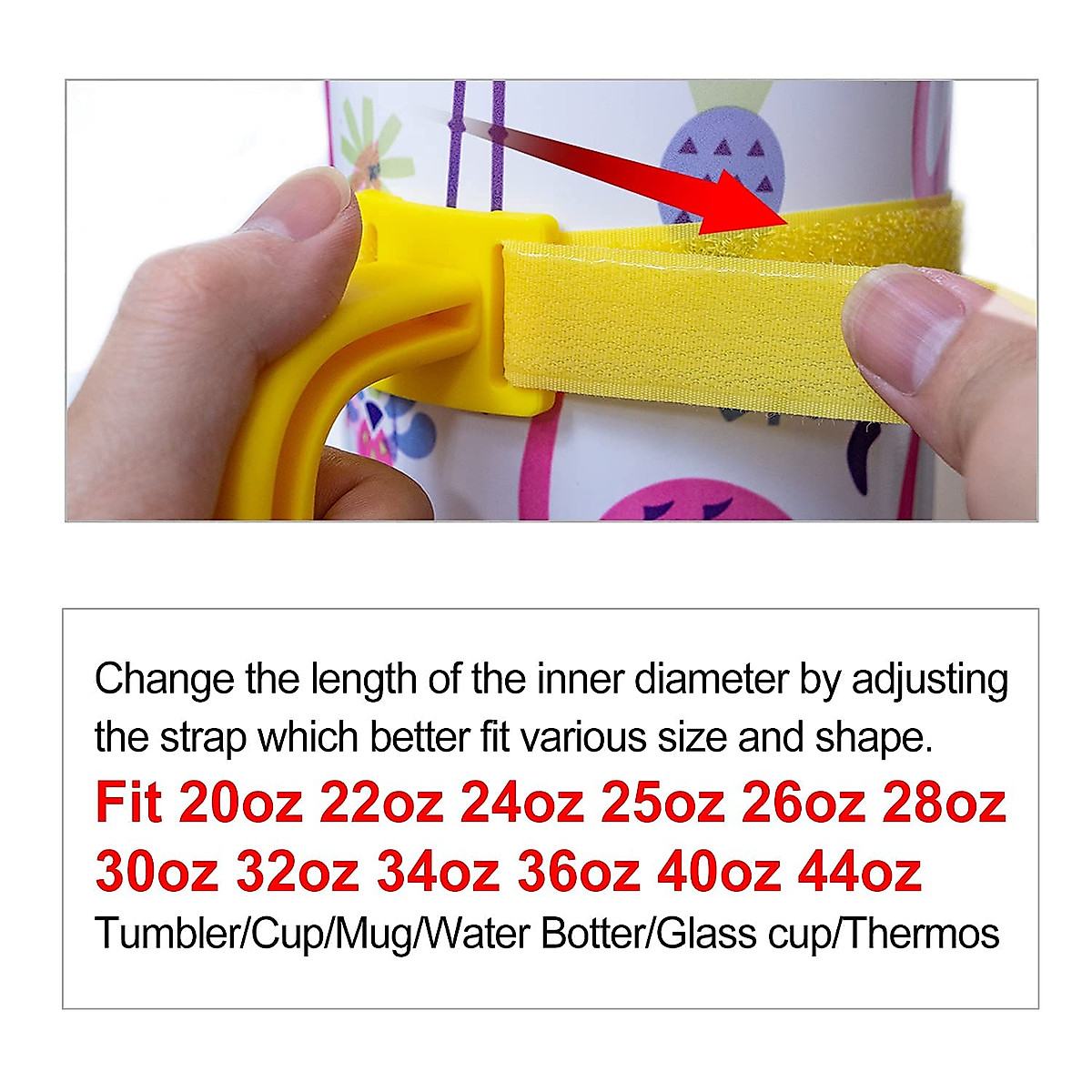 YOUCOX Adjustable Tumbler Handle for YETI 20 Oz 30Oz 40OZ, 20oz to 44 Oz RTIC, Ozark Trail, Simple Modern, SIC, SUNWILL, Tervis, Beast and More Brand Tumbler Cup Mug, NO Brand Limitid Yellow