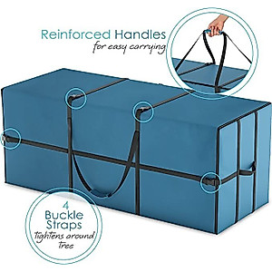 Hearth & Harbor Christmas Tree Storage Bag 9' – Waterproof Christmas Tree Storage Box Made of 600d Oxford Material – Christmas Tree Bag With Handles & Special Wide Opening, Blue